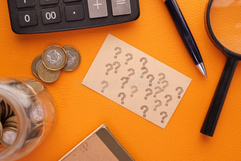 High Angle View of Question Mark on Paper on Office Desk Stock Image ...
