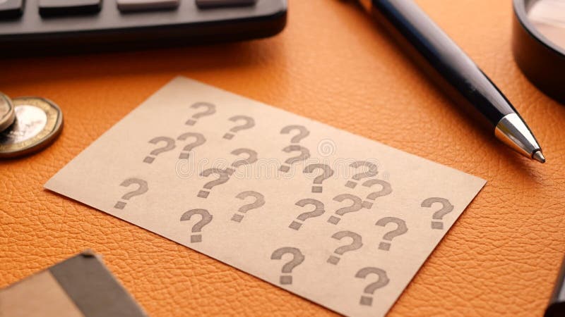 High Angle View of Question Mark on Paper on Office Desk Stock Footage ...