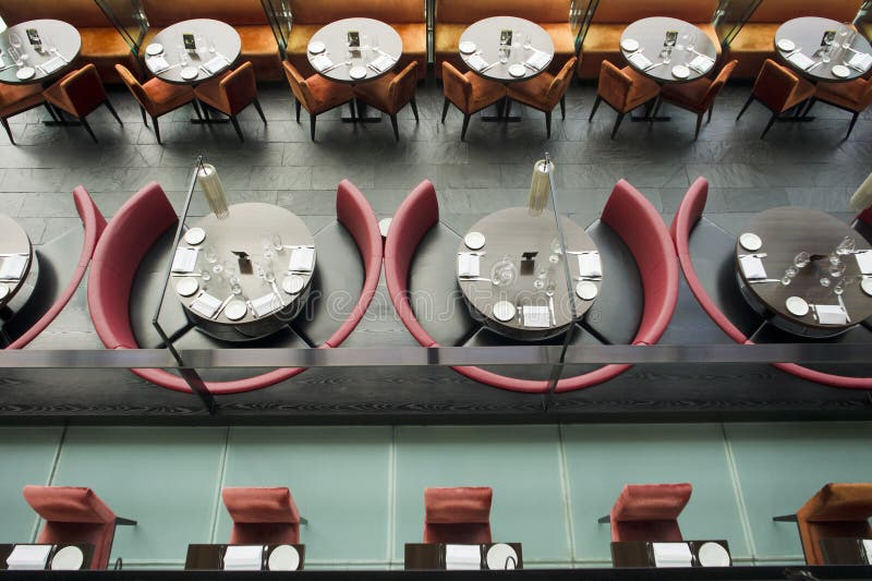 High Angle View of a Restaurant Stock Image - Image of modern, dining ...