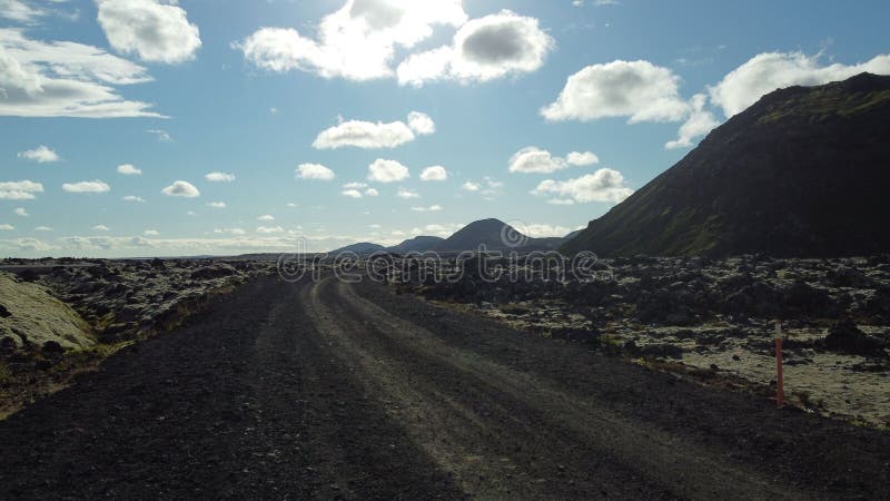 High-angle View of the Road in the Rocky Field in the Mountains. Stock ...