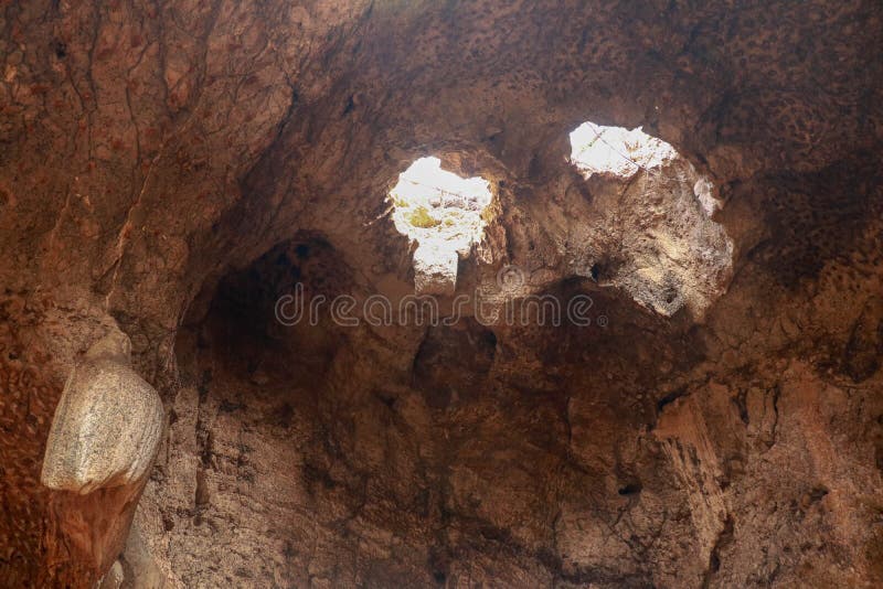 High Angle View of Rock Formation. Fallen Cave Ceiling. a Hole in the ...