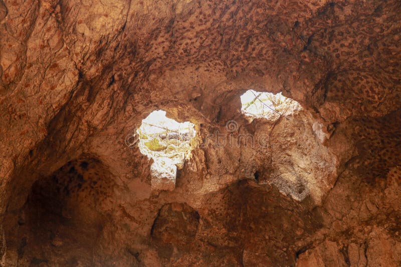 High Angle View of Rock Formation. Fallen Cave Ceiling. a Hole in the ...