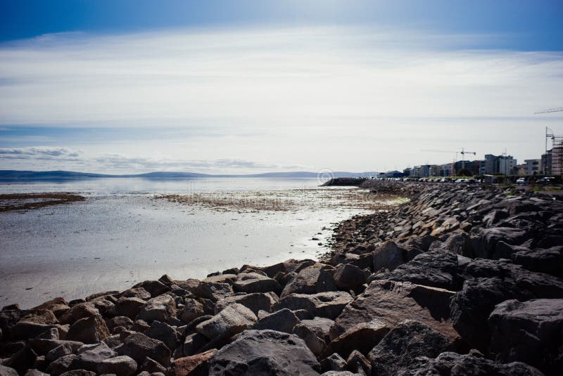 High-angle View of Rocky Galway Ireland Salthill Beach. Stock Photo ...