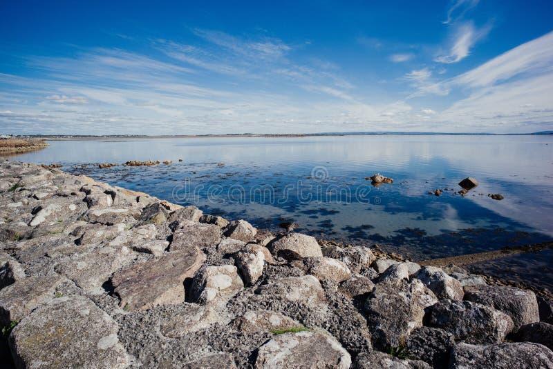 High-angle View of Rocky Galway Ireland Salthill Beach. Stock Image ...