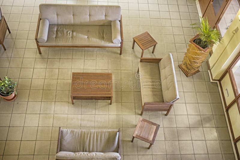 High angle view of room stock image. Image of tiles, chairs - 90214425