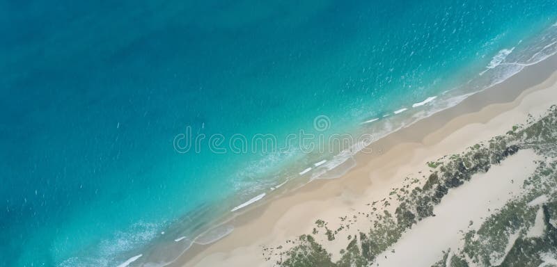 High Angle View of Sea and Sand Ocean and Mountains 3D Illustration ...