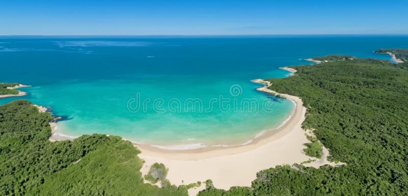 High Angle View of Sea and Sand Ocean and Mountains 3D Illustration ...