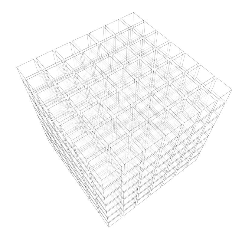 High Angle View of Semi Transparent Cubes Stock Illustration ...