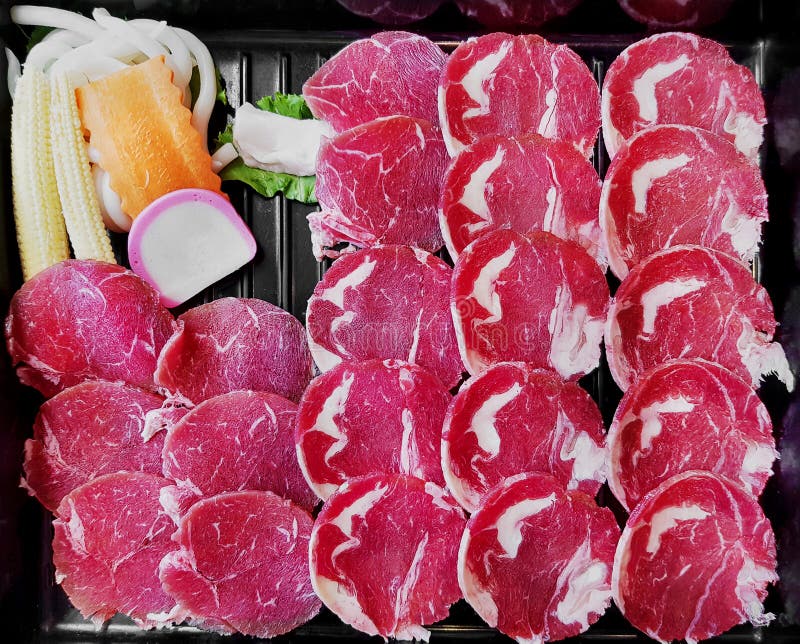 Set of Uncooked Sliced Beef for Barbecue Stock Image - Image of fresh ...