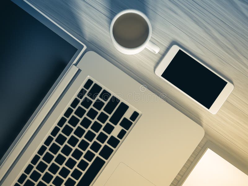 High Angle View of a Setting Table of Business Workplace. Stock ...