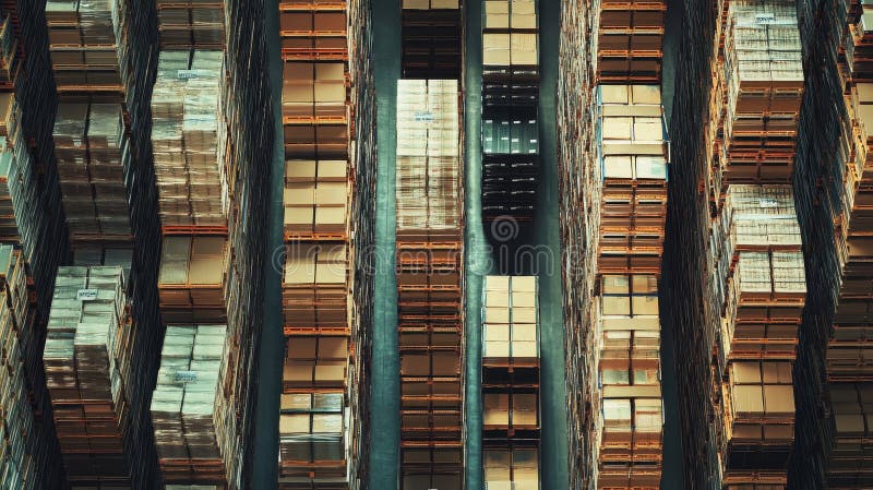 A High Angle View Showcasing Rows of Pallets Neatly Stacked in a Modern ...