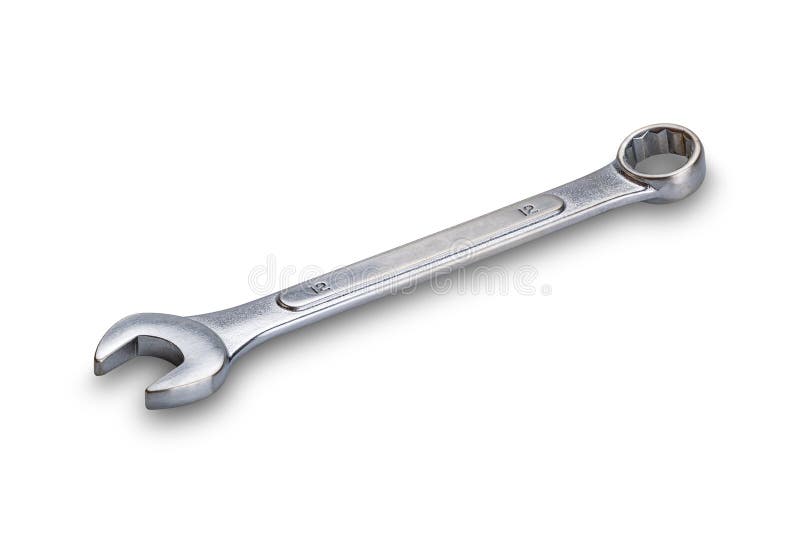 High Angle View of Single Combination Wrench or Spanner Isolated on ...