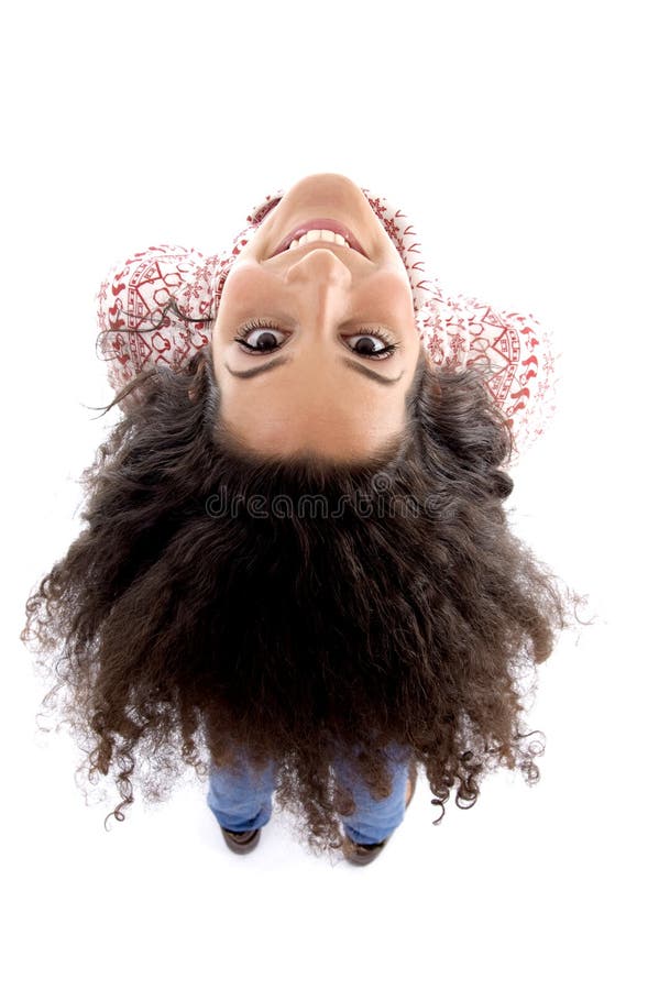 High Angle View of Smiling Young Woman Stock Image - Image of person ...