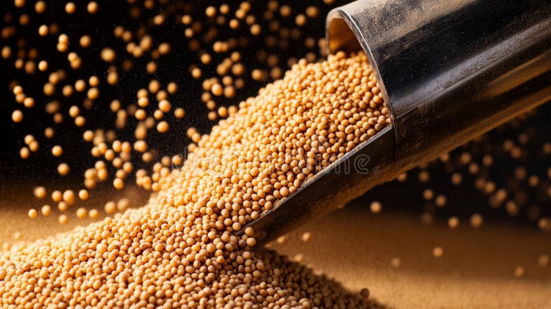 High Angle View of Soybeans Being Processed in a Modern Industrial ...