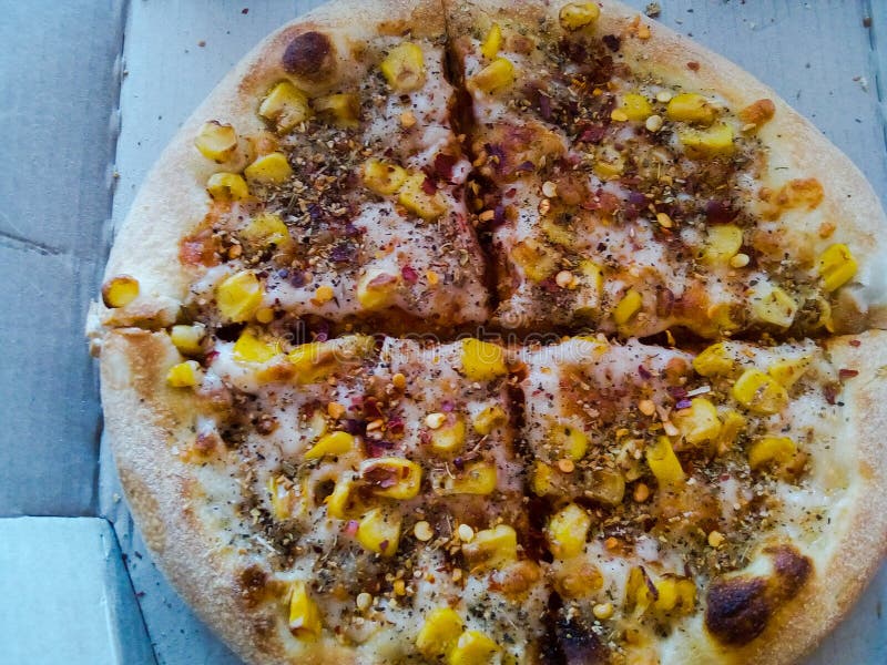 Cheese corn pizza stock photo. Image of high, food, pizza - 104061440