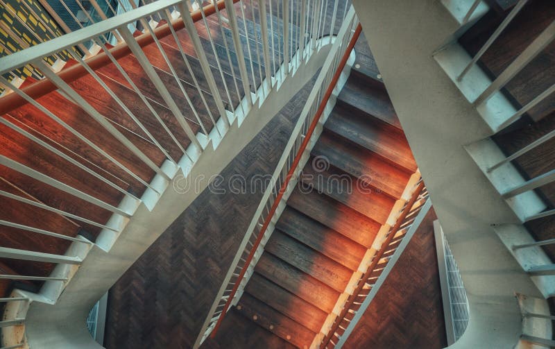 High Angle View of Spiral Staircase in Building Stock Image - Image of ...