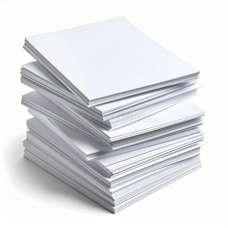 High Angle View of a Stack of White Paper Sheets Stock Illustration ...