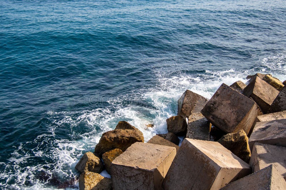 High-angle View of Stone Blocks in the Water Under the Sunlight Stock ...