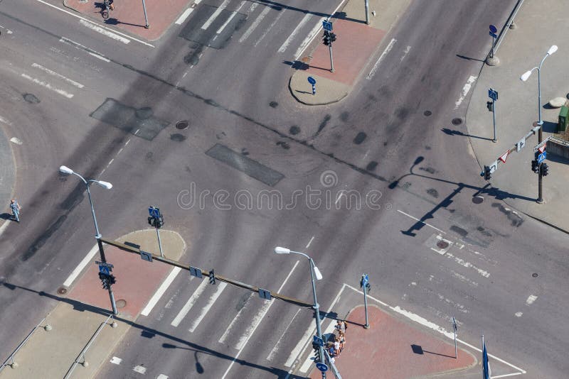 High Angle View of a Street Intersection Stock Photo - Image of ...