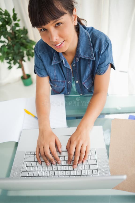 High-angle View of a Student Doing Her Homework Stock Image - Image of ...