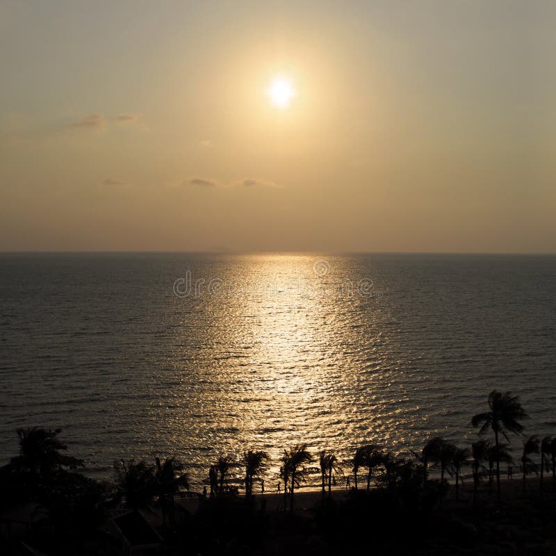 High Angle View of Sunset Beach Landscape Stock Image - Image of ...