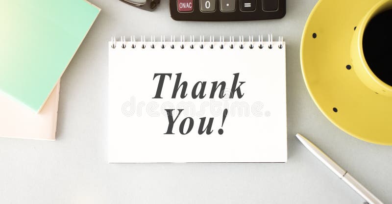 High Angle View of Text Thank You on Post Note Stock Photo - Image of ...