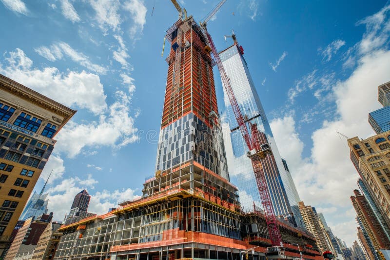 A High-angle View of a Towering Skyscraper Under Construction in New ...