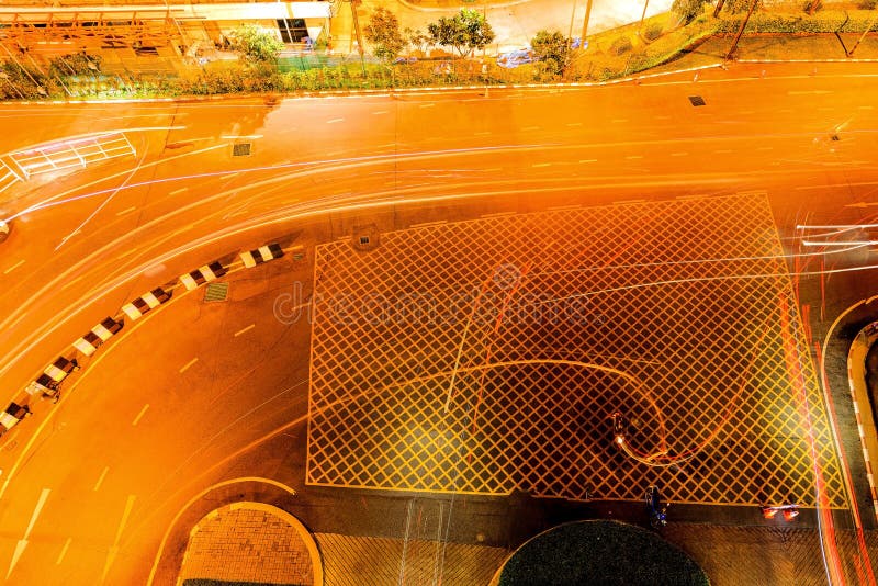 A High Angle View of Treet Intersection, with Yellow Cross Walk ...