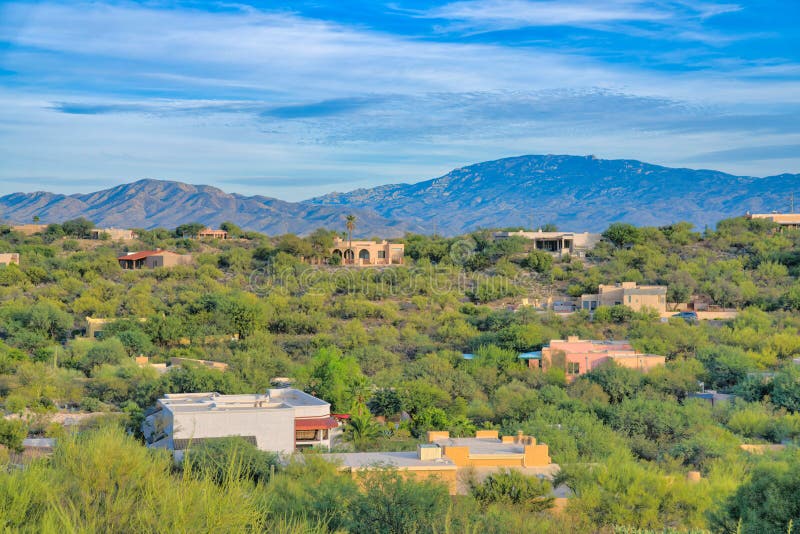 High Angle View of Upper Middle Class Residence in Tucson, Arizona ...