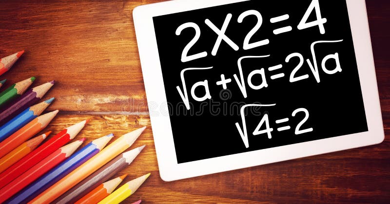 High Angle View of Various Mathematical Formula by Color Pencils on ...