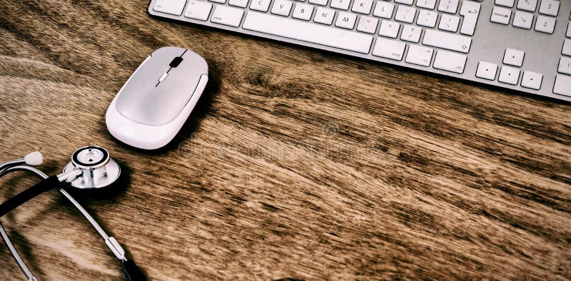 High Angle View of Wireless Computer Mouse and Keyboard with ...