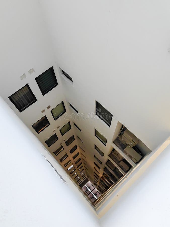 High Angle View of Yard Inside an Apartment Building Stock Photo ...