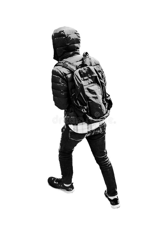 Back View Man Walking Isolated Graphic Stock Photo - Image of graphic ...