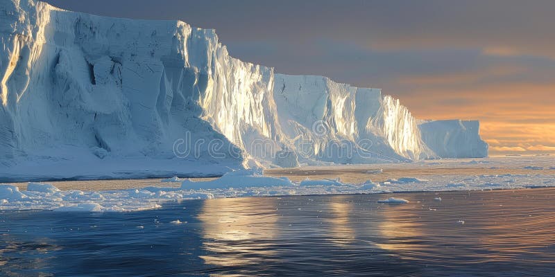 High Antarctic Coast, Steep Edge of the Ice Shelf in the Rays of the ...