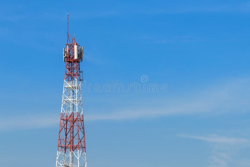 High Antenna Tower Pillar of Cellular Communication Stock Image - Image ...