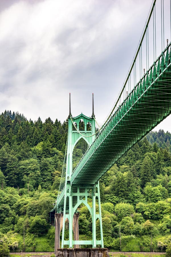 The Famous Popular Gothic St Johns Bridge in Portland Oregon Stock ...