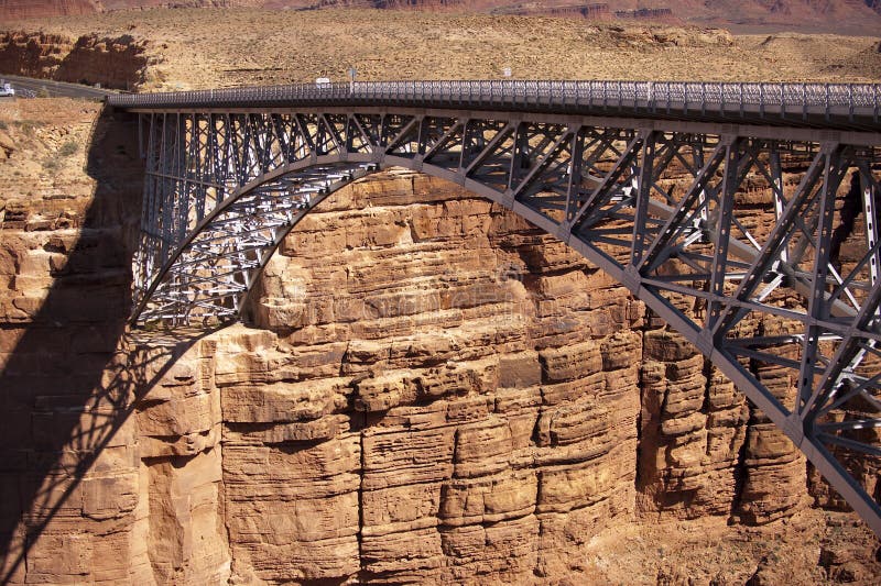 High Arched Steel Bridge Traversing Gorge Stock Image - Image of steel ...