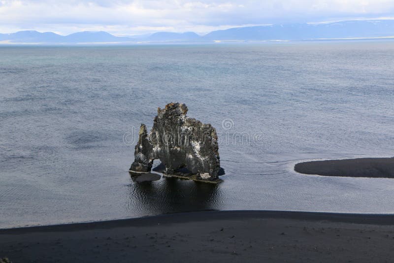 High Basalt Stack in the Sea, Iceland Stock Photo - Image of seascape ...