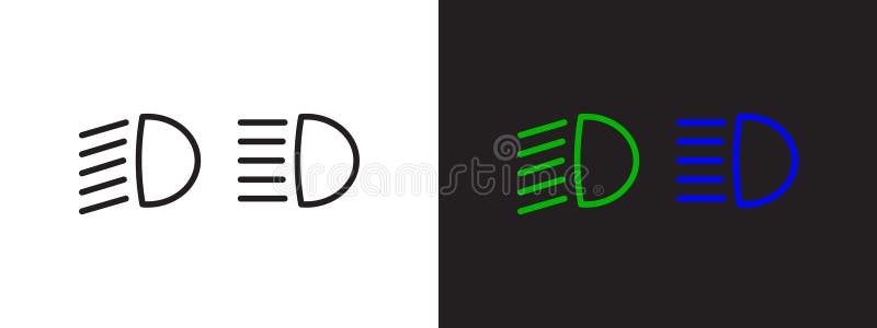 High Beam and Low Beam Icons. Car Interface Icons Stock Vector ...