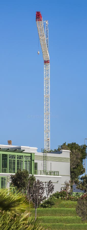High, Beautiful Crane on a Clear Sunny Day. Close Up Stock Photo ...