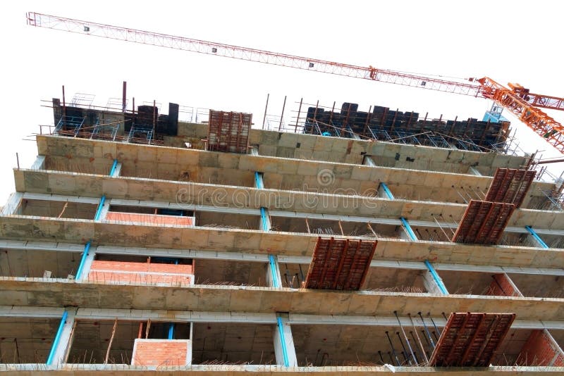 High Big Construction Site in Develop City and Crane Working. with Copy ...