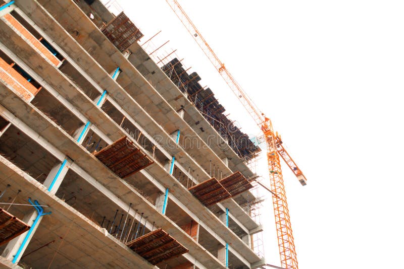 High Big Construction Site in Develop City and Crane Working. with Copy ...