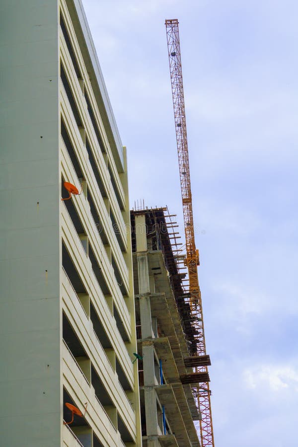 High Big Construction Site in Develop City and Crane Working. with Copy ...