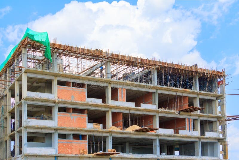 High Big Construction Site in Develop City and Tower Crane Working ...