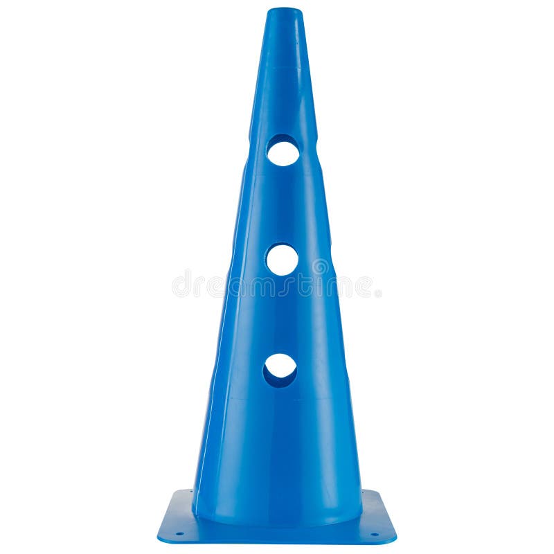 High Blue Sports Cone for Marking, on a White Background Stock Image ...