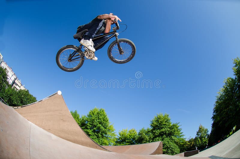 High BMX jump stock image. Image of rider, challenge - 32580191