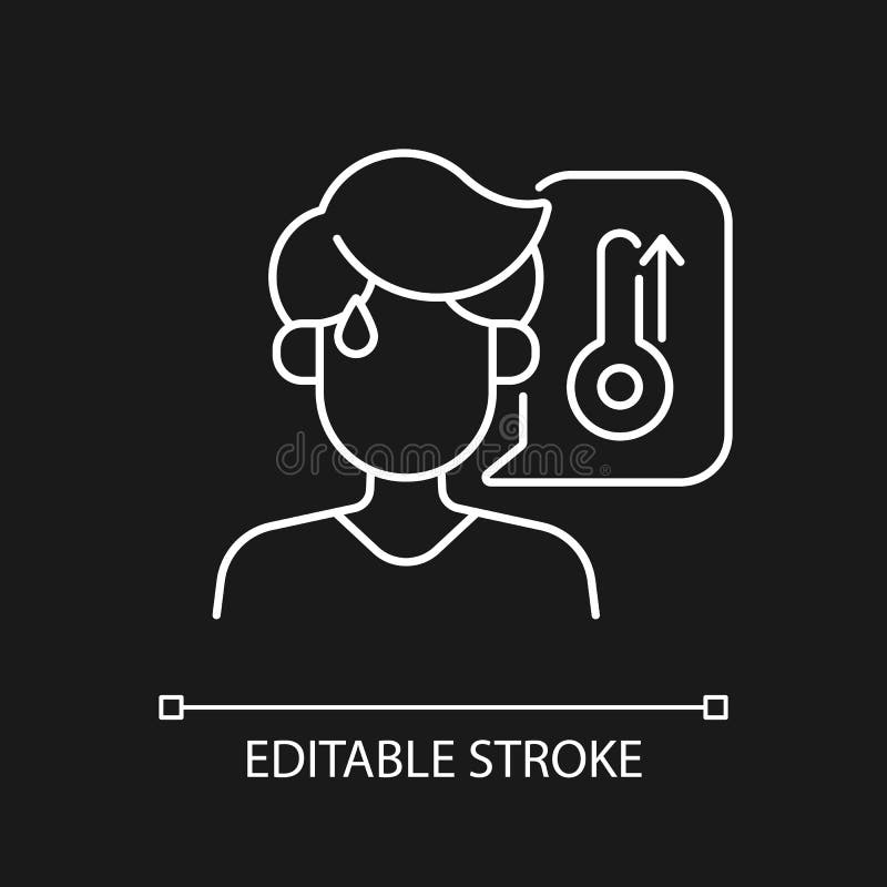 High Body Temperature White Linear Icon for Dark Theme Stock Vector ...