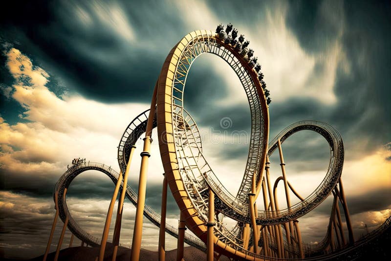 High Breathtaking Roller Coaster in Amusement Park Stock Illustration ...
