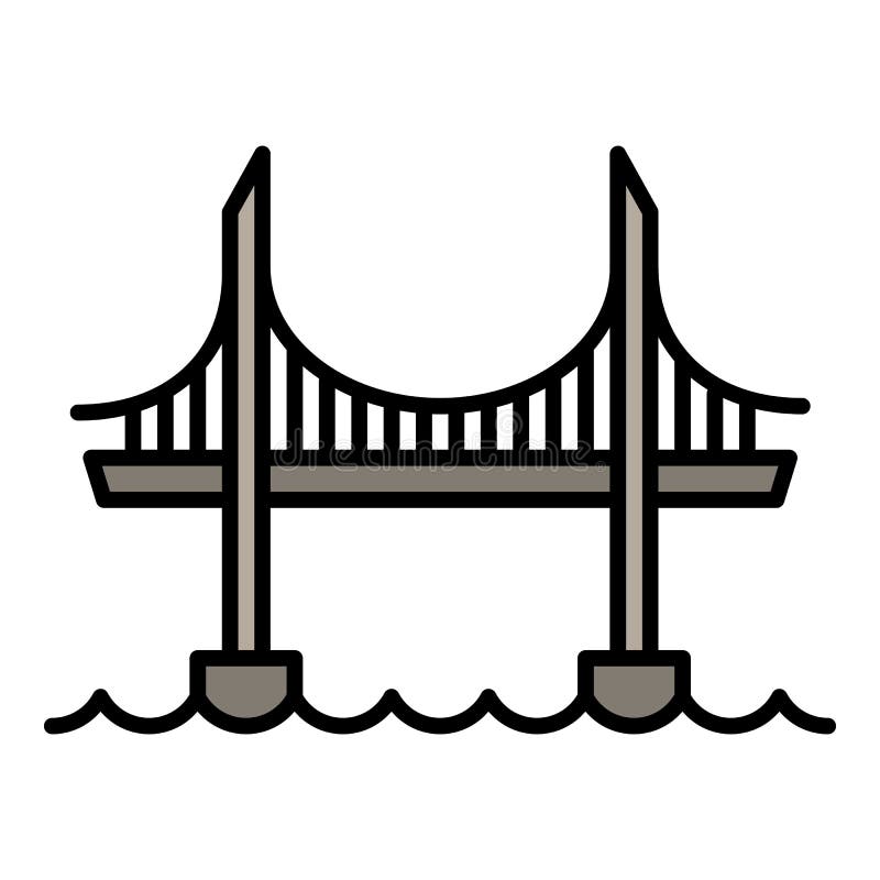 High Bridge Icon, Outline Style Stock Vector - Illustration of line ...
