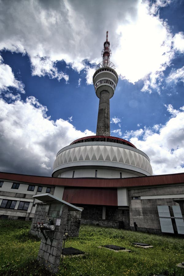 High Broadcasting and Outlook Tower with the Rounded Base Stock Image ...
